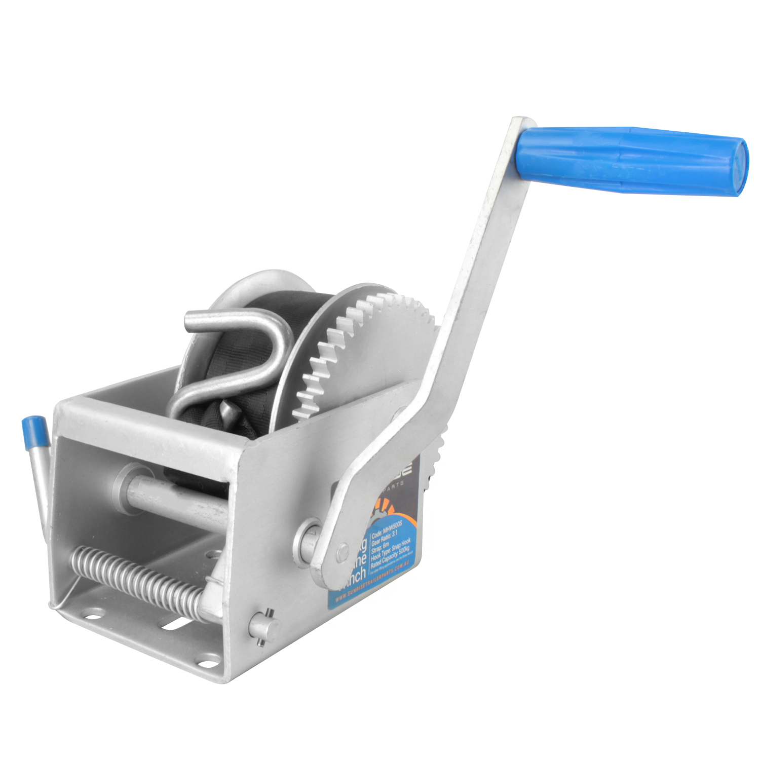 Marine Winch 500kg 6m Strap S Hook