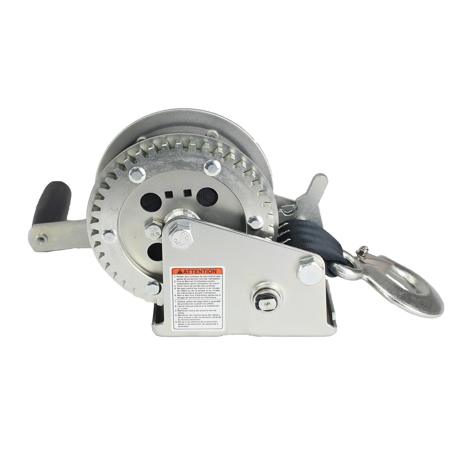 Hand Winch 2000lbs (907kg) Dual Gear 8m Strap