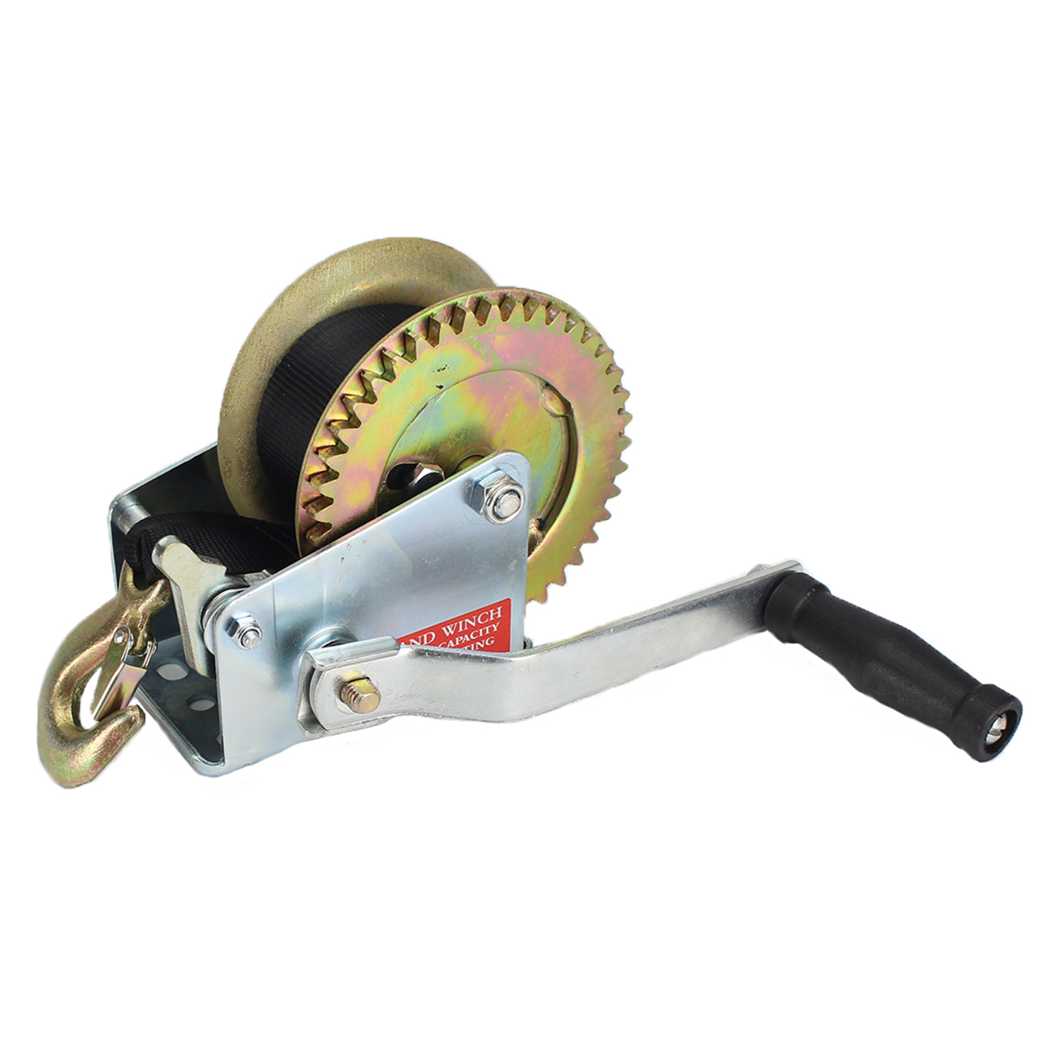 Hand Winch 1200lbs (544kg) 8m Strap ZINC
