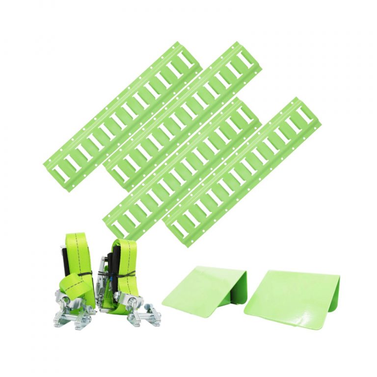 Adjustable Wheel Chock Kit with 3.65m Strap 600mm E-Tracks Lowered Cars